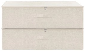 Úložné boxy 2 ks textil 70 x 40 x 18 cm krémové