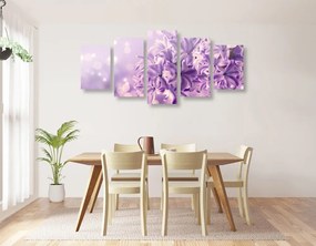 5-dílný obraz fialový květ šeříku Varianta: 200x100