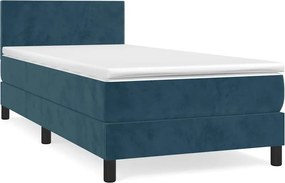 Box spring postel s matrací tmavě modrá 100x200 cm samet 3141171