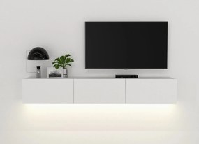 Televizní stolek s LED osvětlením DEKARA 180 cm, lamino matná bílá