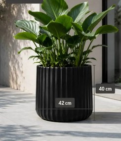 Designový květináč VEKRA , sklolaminát, výška 40 cm, černá