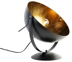Průmyslová stolní lampa černá se zlatem nastavitelná - Magna