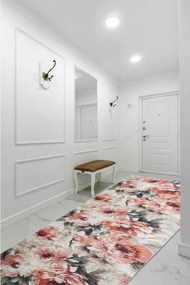 Protiskluzový běhoun LOTUS BOUQUET 52900 květiny béžový / růžový - Výprodej