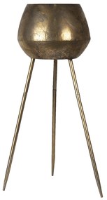 Zlatý kovový stolek Di na květiny s patinou - Ø 24*69 cm