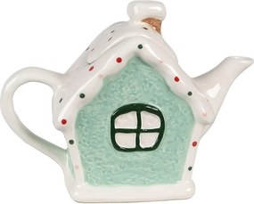 Zelená keramická konvička chaloupka Gingerbread Green - 21*10*15 cm / 600 ml