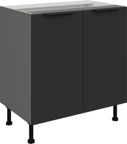 ARIA ab | dolní skříňka 80 D 2F policová | 80 cm | ANTI FINGERPRINT povrch | antracit/černá