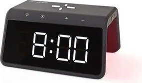 Nedis WCACQ30BK černá / Budík s bezdrátovou nabíječkou / 15 W / 1x USB
