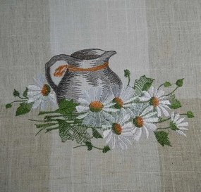 Lněný ubrus Džbán s květinami 40 × 140 cm