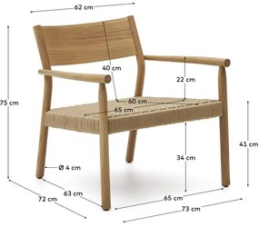Křeslo ve světle přírodní barvě s výpletem Yalia – Kave Home
