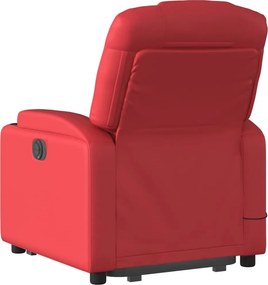 Zvedací masážní polohovací křeslo červené umělá kůže 3204442
