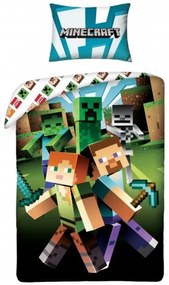 HALANTEX - Dětské / chlapecké bavlněné ložní povlečení Minecraft - MNC - počítačová hra / 140 x 200 cm + 70 x 90 cm