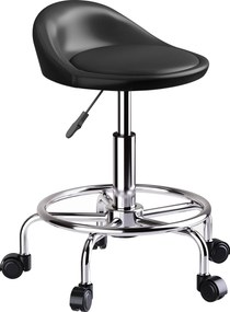 HOMCOM Nastavitelný Kolečkový Skládací Stolek s Opěrkou 59-75 cm Otočný Stolek 360° Rotující Stolek pro Kancelář, Salon, Masáže, Spa Černý