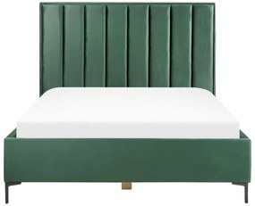Sametová postel 160 x 200 cm tmavě zelená SEZANNE Beliani