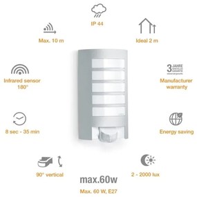Steinel 657918 - Venkovní svítidlo se senzorem L12S 1xE27/60W/230V IP44