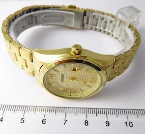 Foibos Dámské ocelové pozlacené hodinky Foibos 1Y43.1 s římskými číslicemi