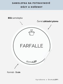 FARFALLE  – bílá samolepka na dózu, základní písmo, 5 cm | DomaLEP