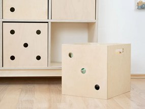Benlemi Dřevěný úložný box DICE s čísly ve stylu hrací kostky Zvolte barvu: Nelakovaná, Varianta: Trojka