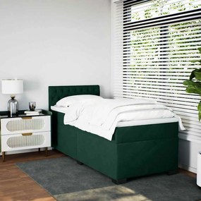 Box spring postel s matrací tmavě zelená 90x200 cm samet 3286219