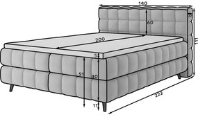 Eltap Čalouněná postel Sabeno s úložným prostorem Materiál a barva potahu: Calmora 04 - světle šedá, Rozměr: 160x200