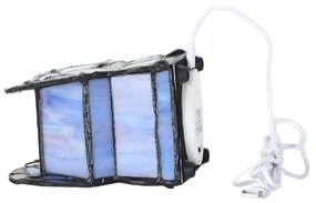 Stolní lampa Tiffany Butterfly modrá ve tvaru motýla s LED světlem – 15x8x13 cm