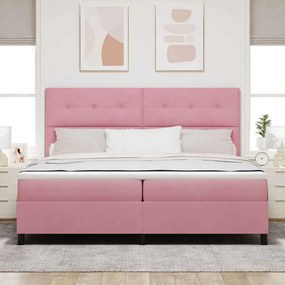 Postel s boxspringem s čelo Růžová 200 x 200 cm samet 3339859