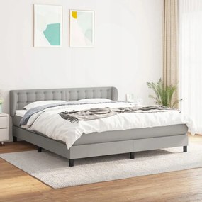 Box Spring Postel S Matrací Textil Světle Šedá tlačítka 160 x 200 cm