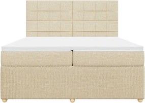 Box spring postel s matrací krémová 200x200 cm textil 3294468