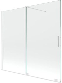 Mexen Velar, 2-křídlová posuvná vanová zástěna 170 x 150 cm, 8mm čiré sklo, bílý profil, 896-170-000-01-20