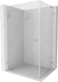 Mexen Lunar-B L sklápěcí sprchový kout levý 100 x 80 cm, čiré sklo, zlatá matná, 832L-100-080-55-00-L