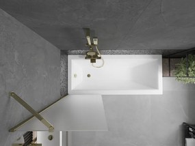 Mexen Next, vanová zástěna 1-křídlová 60 x 150 cm, fixní křídlo, 6 mm námraza sklo, zlatý profil, 895-060-000-00-30-50