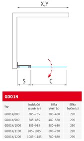 Roth ELEGANT NEO LINE GDO1N+GZN Jednokřídlé sprchové dveře + set profilů GZN 120 cm GDO1N/1200_GZN