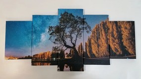 5-dílný obraz strom pod hvězdnou oblohou - 200x100 cm