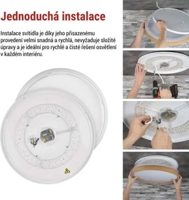 EMOS Stropní LED svítidlo ILVI s dekorem dřeva 400mm 30W CCT s DO ZM5160