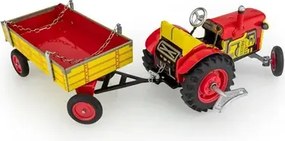 KOVAP Traktor Zetor s valníkem červený / 1:25 / 28 cm / kov / na klíče