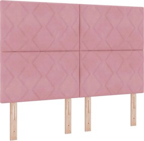 Postel s boxspringem s čelo Růžová 190 x 140 cm samet 3340981