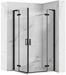Rea Hugo Double, 2-křídlový sprchový kout 90 (dveře) x 90 (dveře) x 205 cm, 6mm čiré sklo, černý profil, REA-K6601
