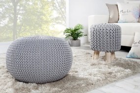 Pouf Leeds 50cm šeda pletená židle
