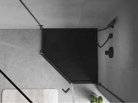 Mexen Flow, pětiúhelníková sprchová vanička slim 80 x 80 cm, černá matná, 46P708080