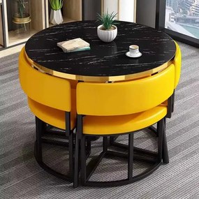 LuxuryForm DESIGN Jídelní set MONTE 4+1 - žlutý / černý