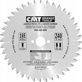 Pila Hw D=165 F=20 Z=40 K=2,2/1,6 Hliník, Mosaz, Kompozit Cmt