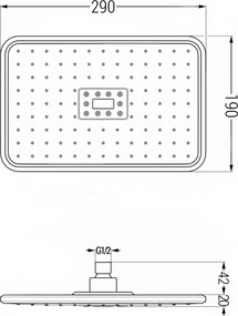 Mexen příslušenství, sprchová hlavice 30 x 20 cm D-54, černá-chrom, 79754-71