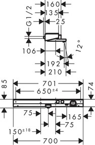 Hansgrohe ShowerTablet Select, termostatická vanová baterie 700, chromová, 13183000