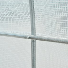 Outsunny Zahradní Skleník 3,5x2x2 m Tunelový Skleník s 6 Okny z Tkaniny a Zipovým Vchodem, UV-Odolný Skleník pro Terasu nebo Zahradu Bílý