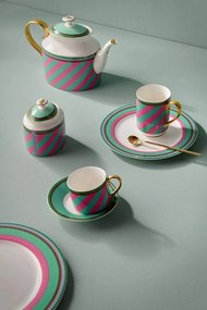 Pip Studio Pip Chique Stripes cukřenka 550ml, růžovo-zelená (Porcelánová cukřenka 550 ml)