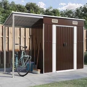vidaXL Zahradní kůlna s prodlouženou střechou 277x107x181 cm [364524] Barva: Hnědá