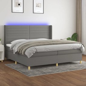 Box spring postel s matrací a LED tmavě šedá 200x200 cm textil 3138982