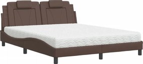 Postel Viana s matrací hnědá 160 x 200 cm umělá kůže 3208805
