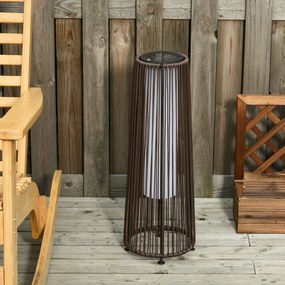 Solární lampa Outsunny, zahradní lampa, ratanové solární světlo, automatické LED, hnědá, 21,5 x 21,5 x 61 cm