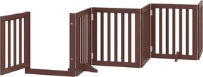 Zábrana pro psy s dvířky skládací 12 panelů hnědá 600 cm topol 3155660