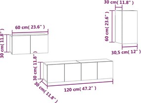 4dílný set TV skříněk kouřový dub kompozitní dřevo 3120260